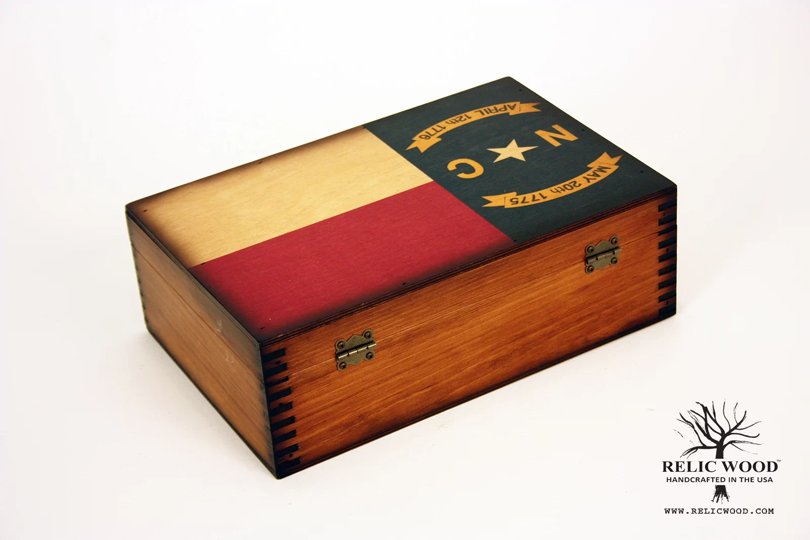 North Carolina State Flag Wooden Memory Box